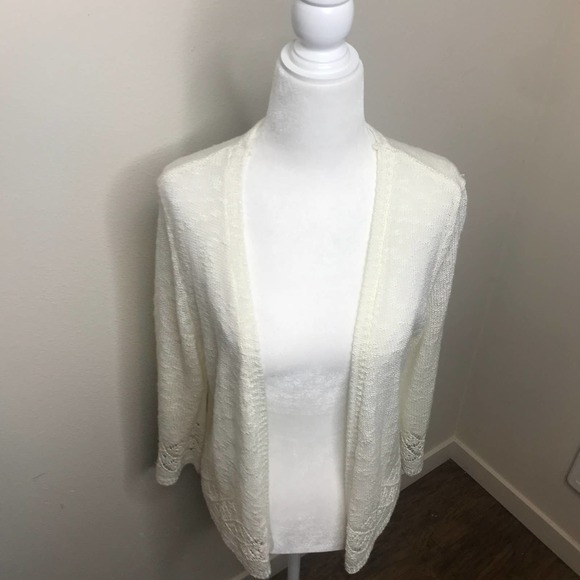 GNW | Sweaters | Gnw White Lacey Crochet Look Open Cardigan Size Small ...